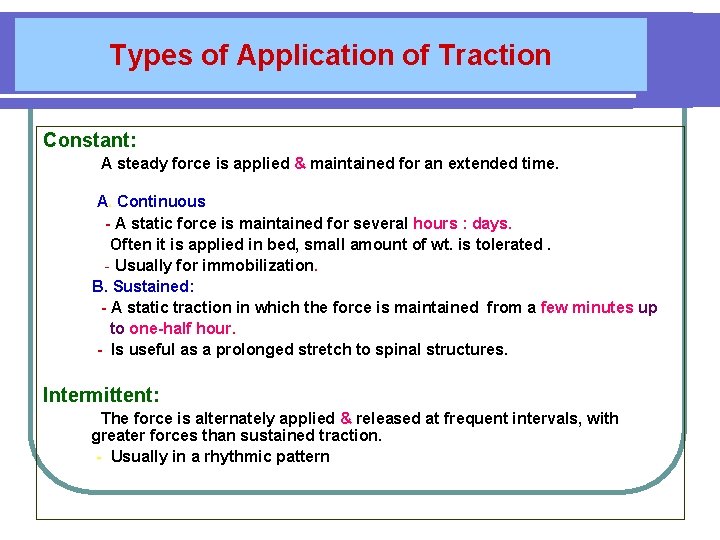 THE SPINE TRACTION PROCEDURES l l l l