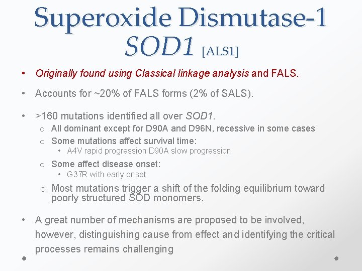 Overview of ALS Genetics Parts of whats known