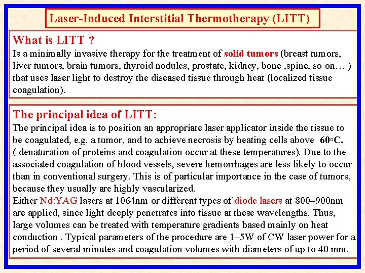 MEDICAL LASER SYSTEMS Assist Prof Dr Lutfi Ghulam