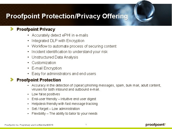 Proofpoint ProtectionPrivacy Offering Proofpoint Privacy Accurately ...