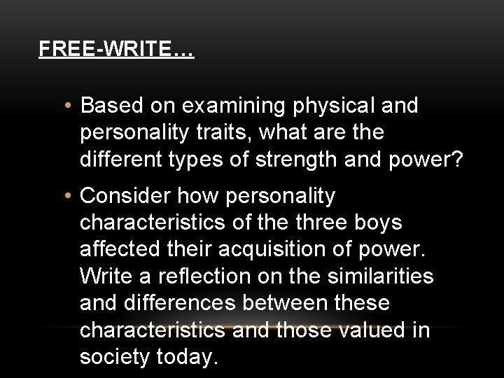 CHARACTER ANALYSIS DISCUSSION QUESTIONS LORD OF THE FLIES