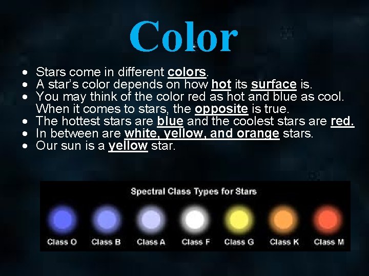 Sizing up Stars The sun is the star