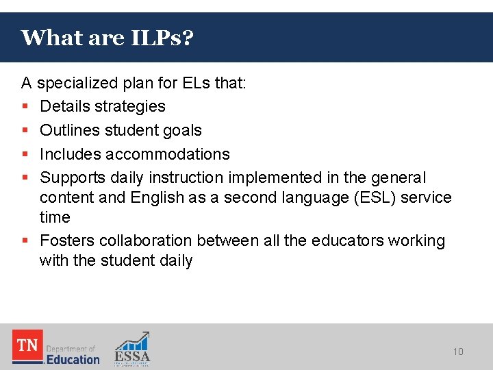 English Learners Individual Learning Plans and new State