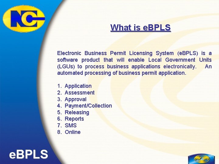NCC e Business Permit and Licensing System e