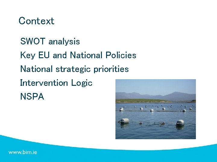 Proposed Aquaculture Measures Catherine Morrison Context SWOT analysis