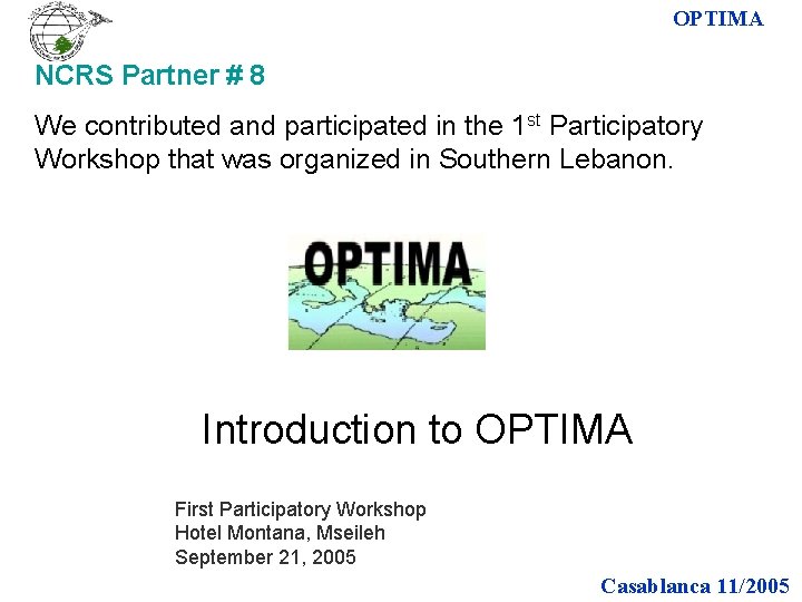 OPTIMA Optimization for Sustainable Water Resources Management 2