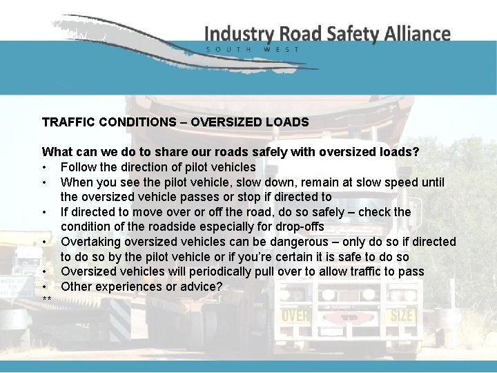 Drive To Conditions Toolbox Talk June 2017 DRIVE