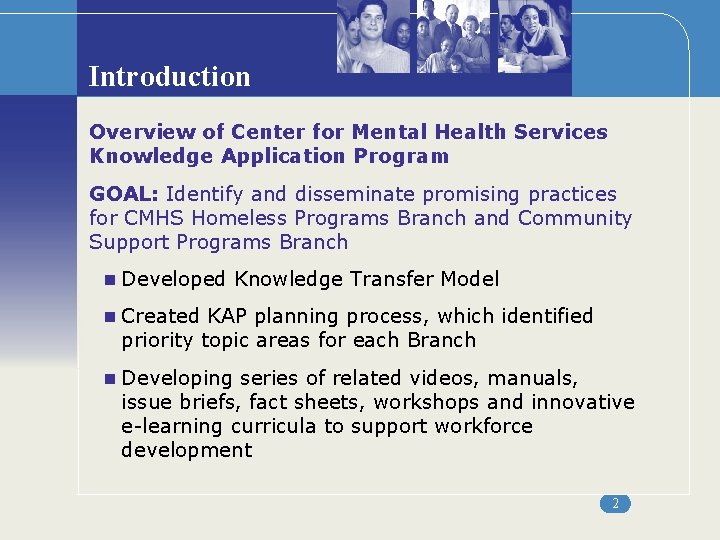 Center for Mental Health Services Knowledge Application Program