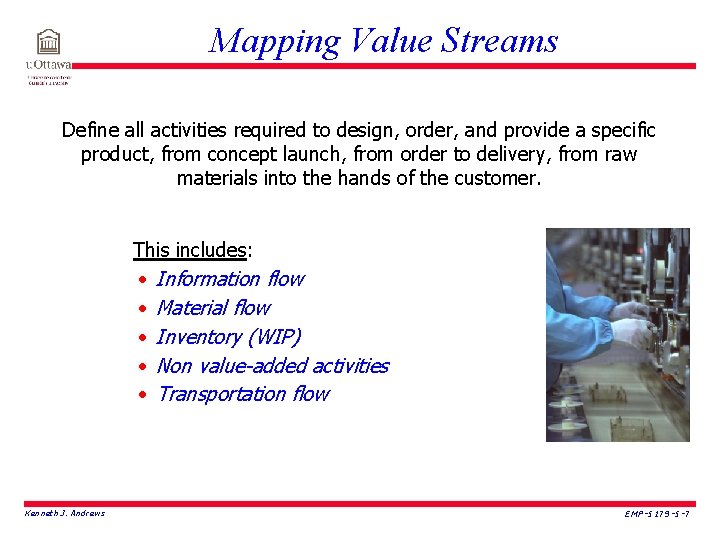 Manufacturing Systems EMP5179 Module 5 ValueStream Mapping Quick