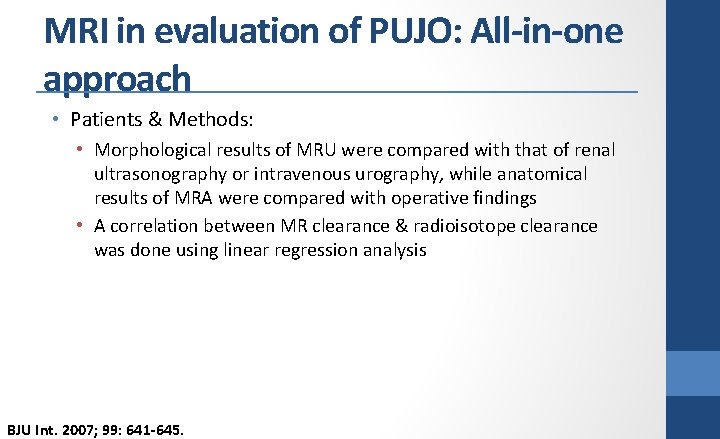 Pelvic urethral junction obstruction Dec 2015 Pelvicurethral Junction