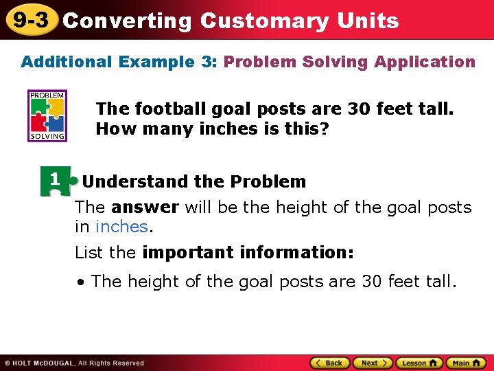 9 3 Converting Customary Units Warm Up Problem