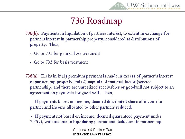 736 Roadmap 736b Payments in liquidation of partners