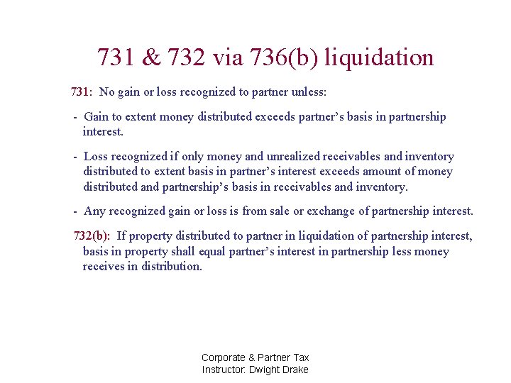 736 Roadmap 736b Payments in liquidation of partners