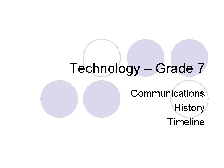 Technology Grade 7 Communications History Timeline What is