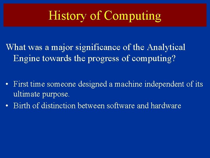 History of Computing Define a computer before 1935