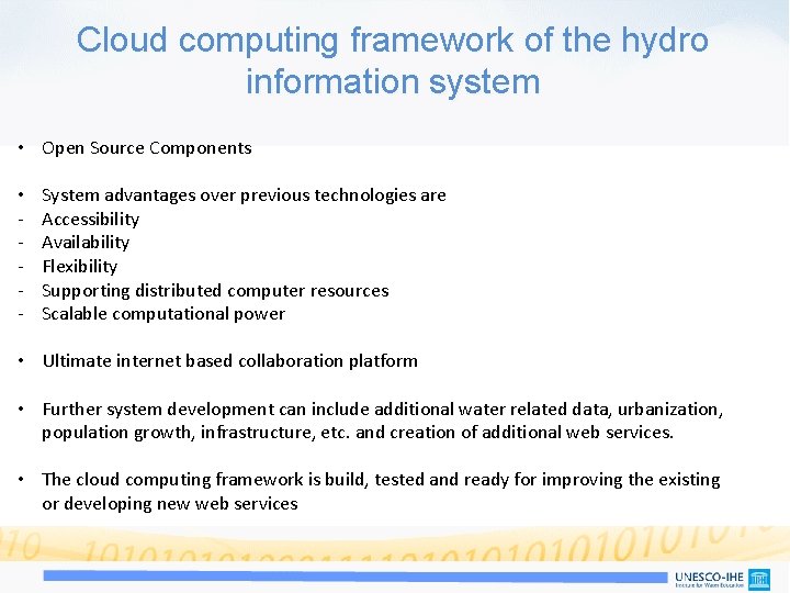 CLOUD COMPUTING FRAMEWORK FOR A HYDRO INFORMATION SYSTEM
