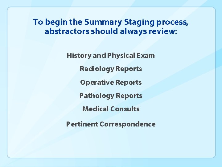 Directly Coded Summary Stage Breast Cancer National Center