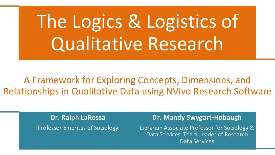 The Logics Logistics of Qualitative Research A Framework