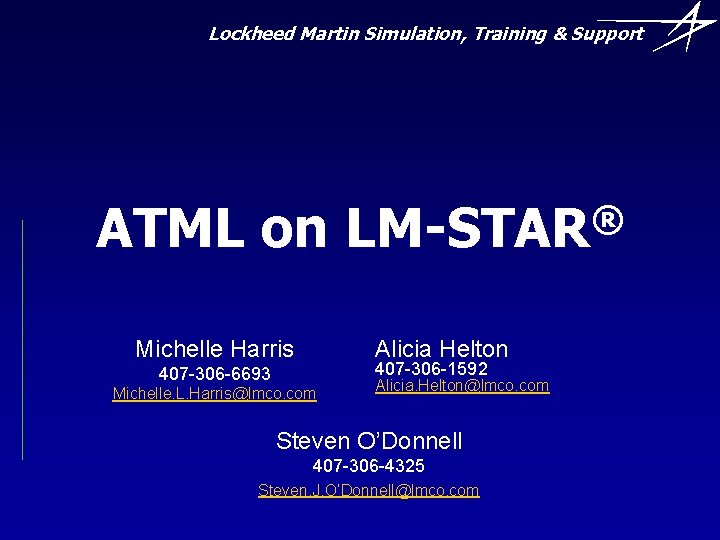 Lockheed Martin Simulation Training Support ATML on Michelle