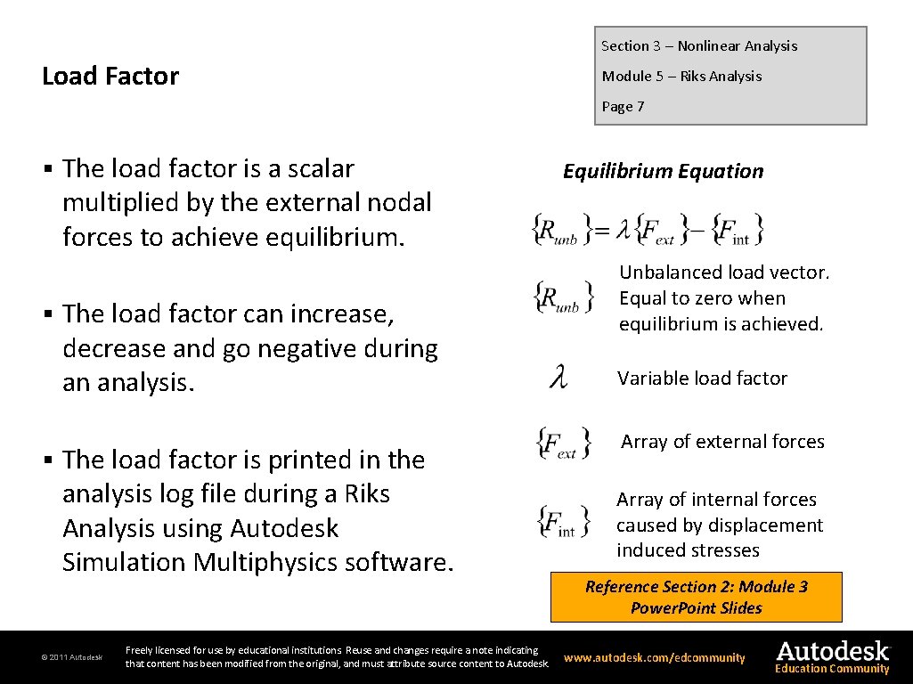 Nonlinear Analysis Riks Analysis 2011 Autodesk Freely licensed