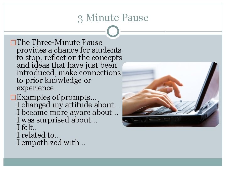 3 Minute Pause The ThreeMinute Pause provides a