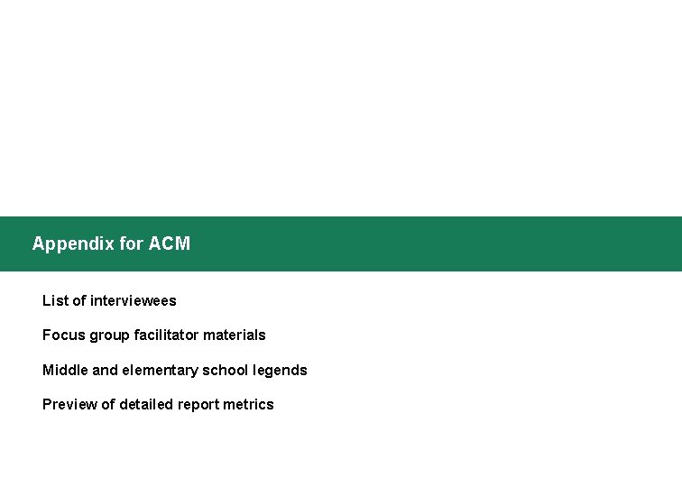 Appendix for ACM List of interviewees Focus group