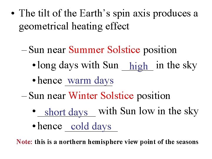 Reasons for the Seasons True or False Seasons