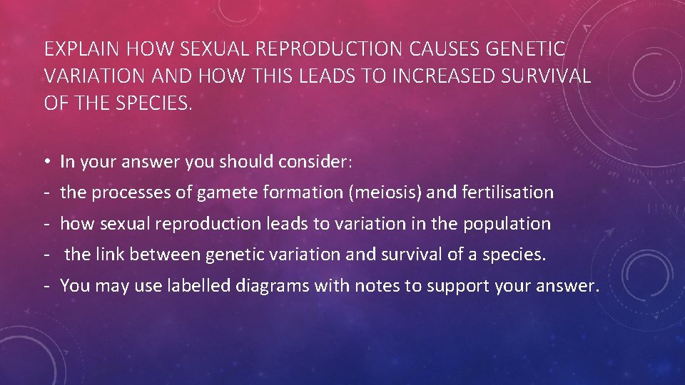 GENETIC VARIATION REVISION USE THE DIAGRAM TO HELP