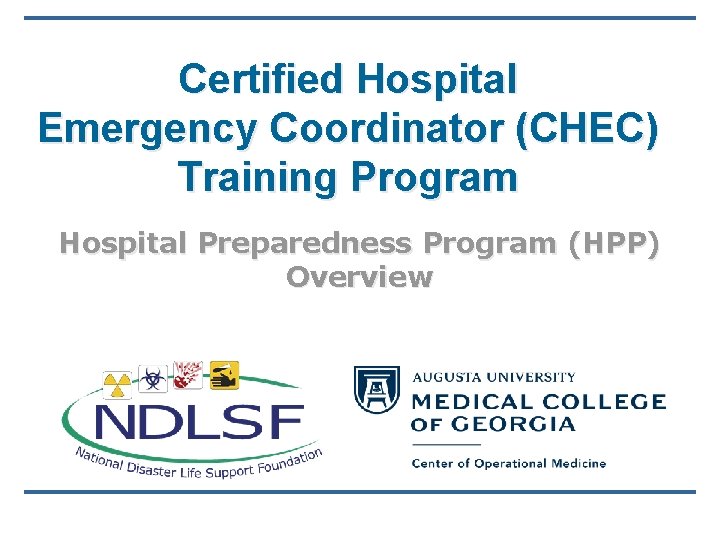 Certified Hospital Emergency Coordinator CHEC Training Program Hospital