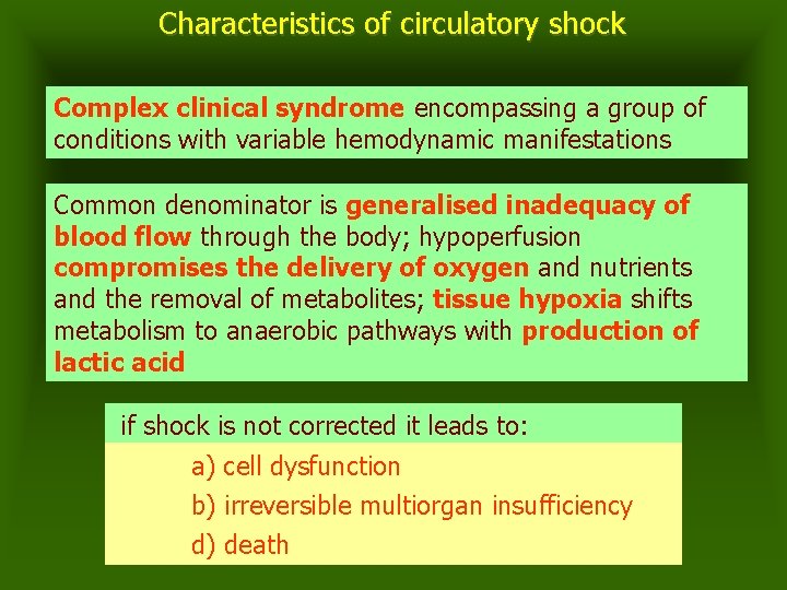 Pathophysiology of circulatory shock Prof MUDr Milo Tatr