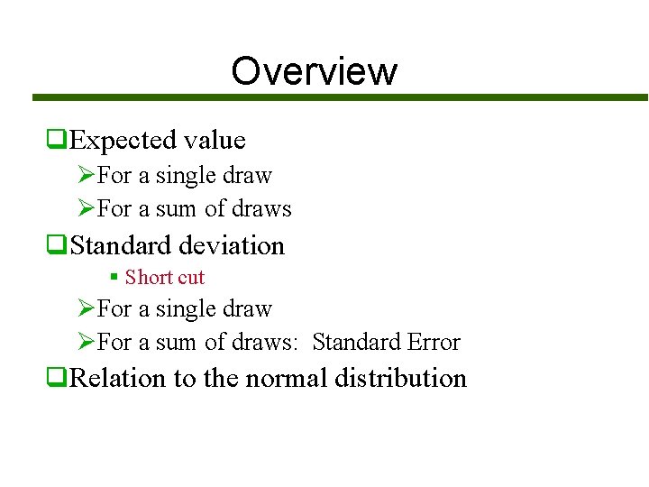 Expected Value and Standard Error for a Sum