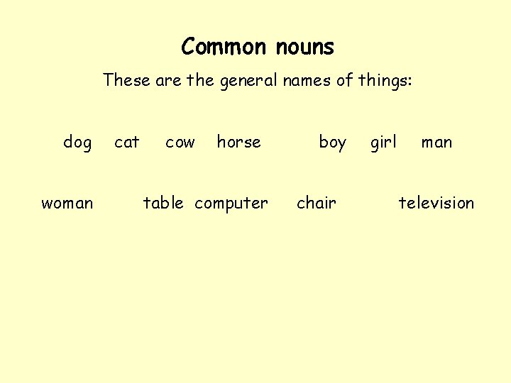 Nouns A noun is a naming word It