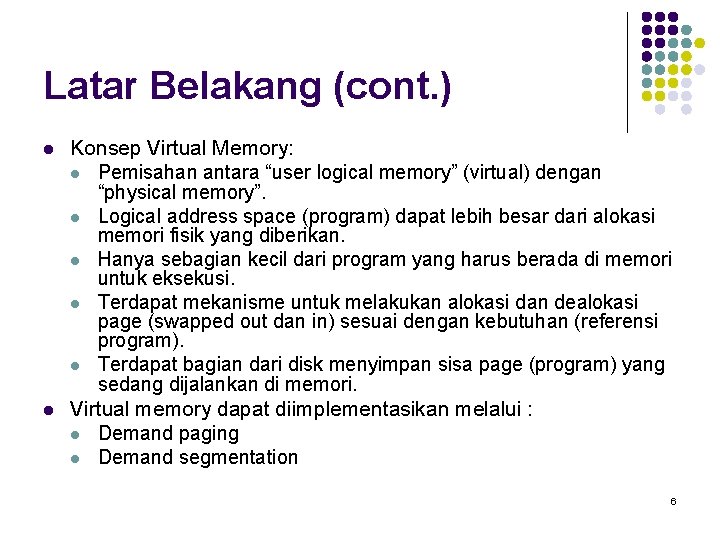 Mata Kuliah Sistem Operasi 10 Virtual Memori Tim