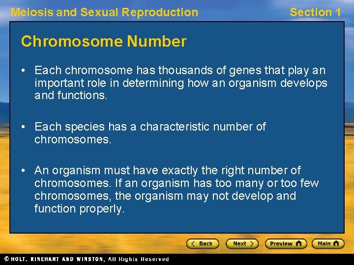 Meiosis and Sexual Reproduction Section 1 Reproduction Preview