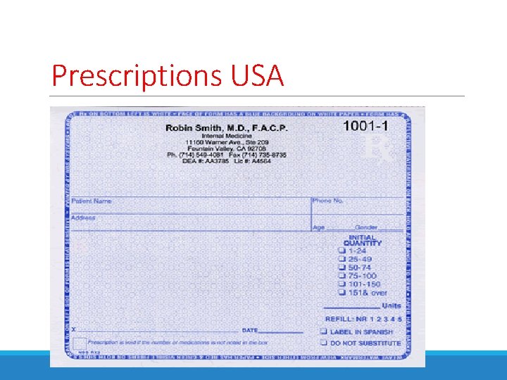 RULES OF THE DRUG PRESCRIPTION Notes for Students