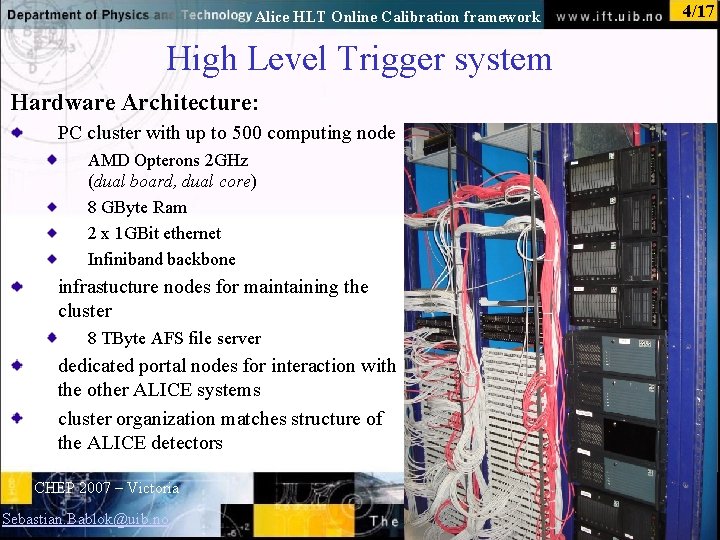 Alice HLT Online Calibration framework High Level Trigger