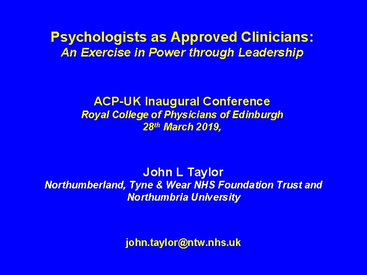 Psychologists as Approved Clinicians An Exercise in Power