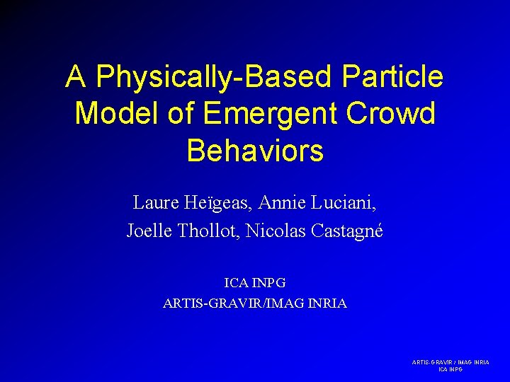 A PhysicallyBased Particle Model of Emergent Crowd Behaviors