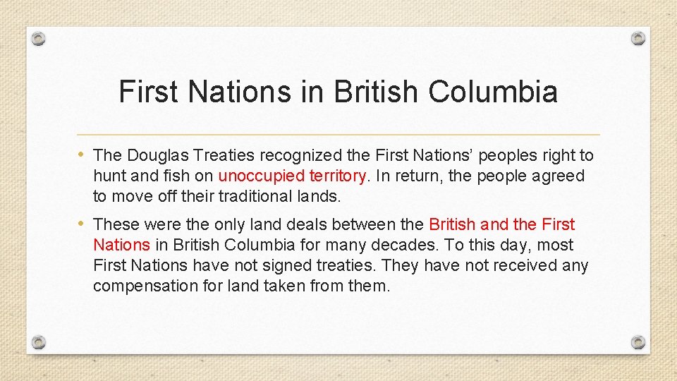 Chapter 10 Expanding Confederation Topic 1 British Columbia