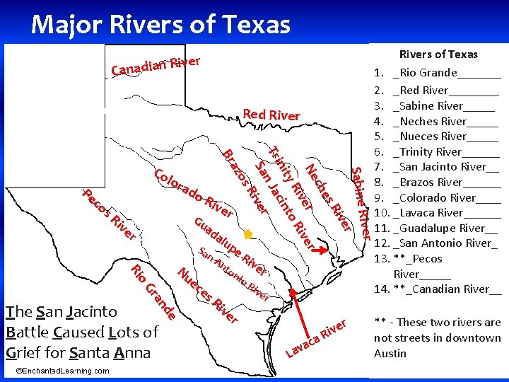 RIVERS AND CITIES OF TEXAS With a Comparison