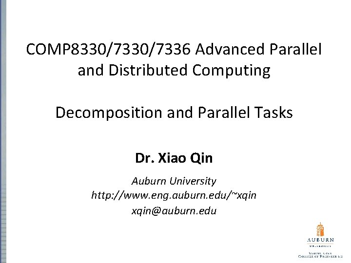 COMP 83307336 Advanced Parallel and Distributed Computing Communication