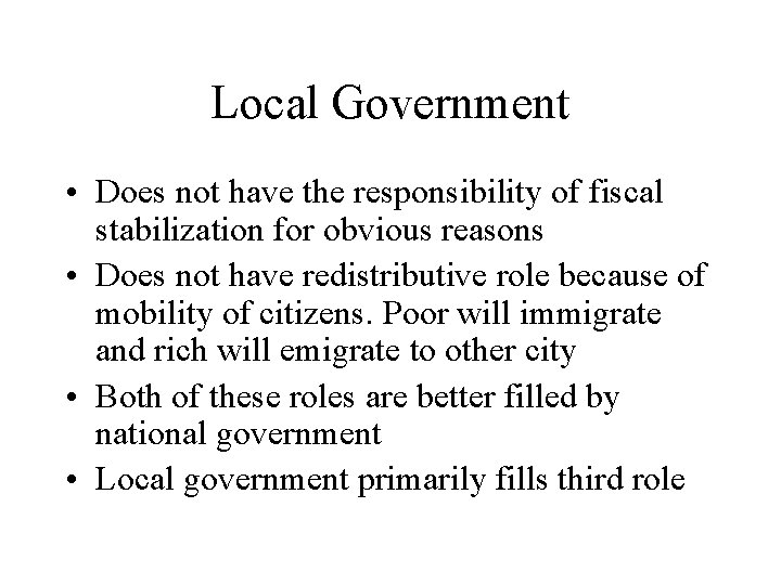 Lecture on Local Government and Public Goods Based