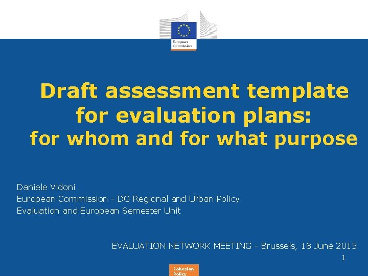 Draft assessment template for evaluation plans for whom