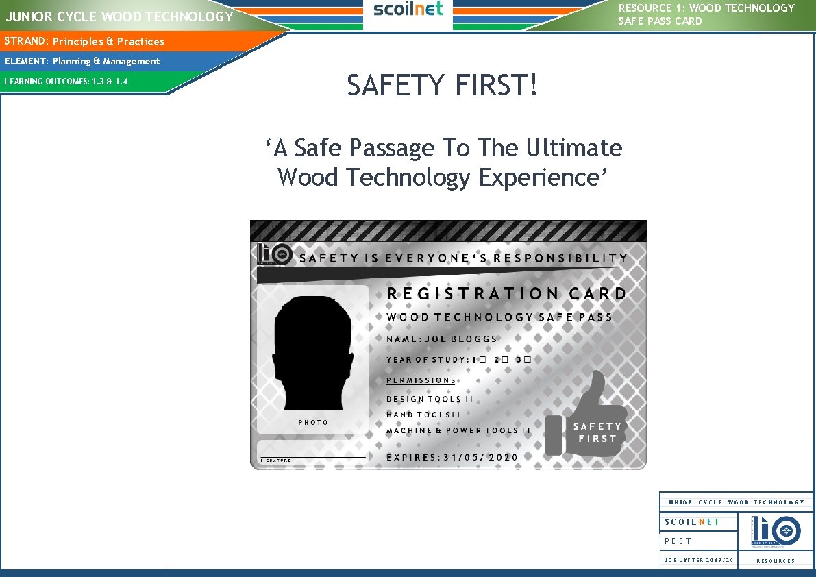 RESOURCE 1 WOOD TECHNOLOGY SAFE PASS CARD JUNIOR