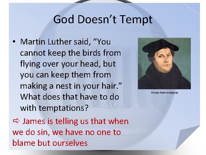 The Pressure of Temptation Sept 8 Tell us