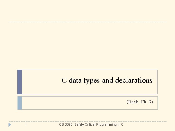 C data types and declarations Reek Ch 3