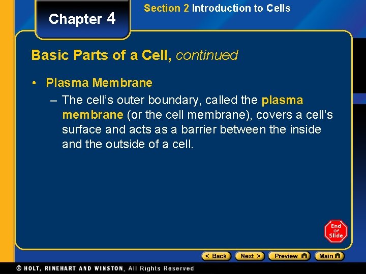 Chapter 4 Cell Structure and Function Table of