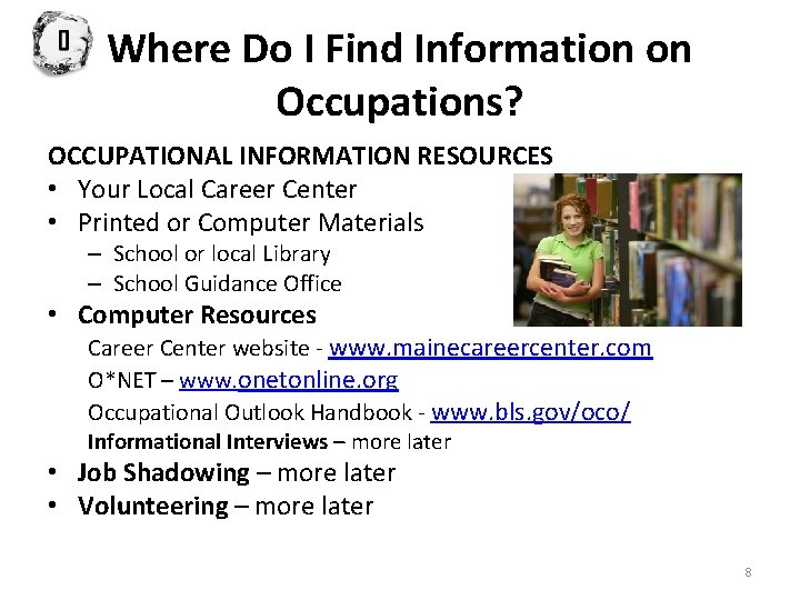 Transition Career Exploration Workshop Exploring Occupations There are