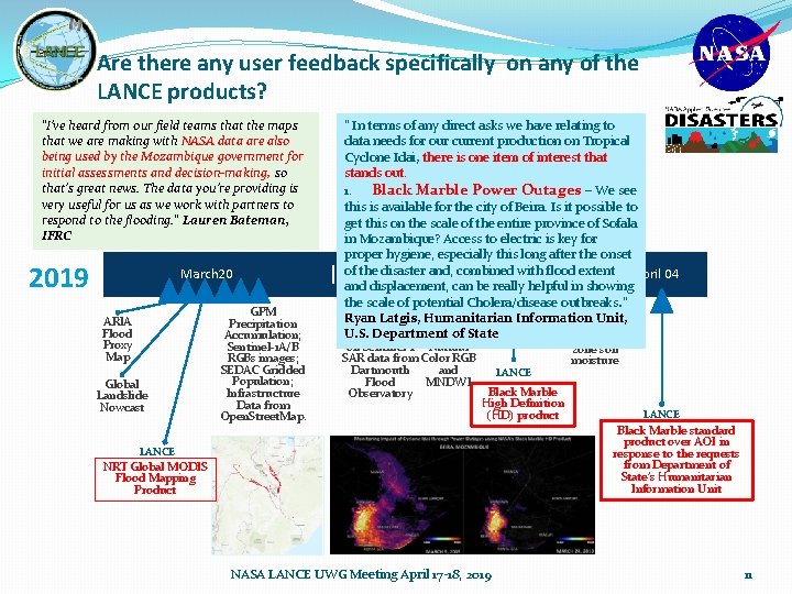 The Relationship between LANCE and NASA Disasters Program