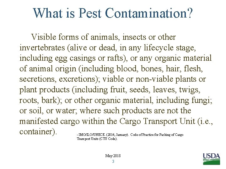 Northern Border Truck Pest Contamination Trade Outreach May